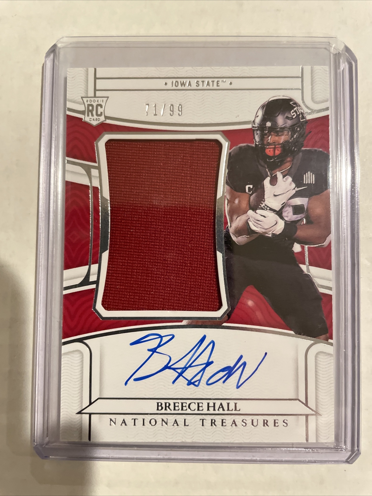 BREECE HALL ON-CARD AUTOGRAPHED NATIONAL TREASURES ROOKIE JERSEY SP ...