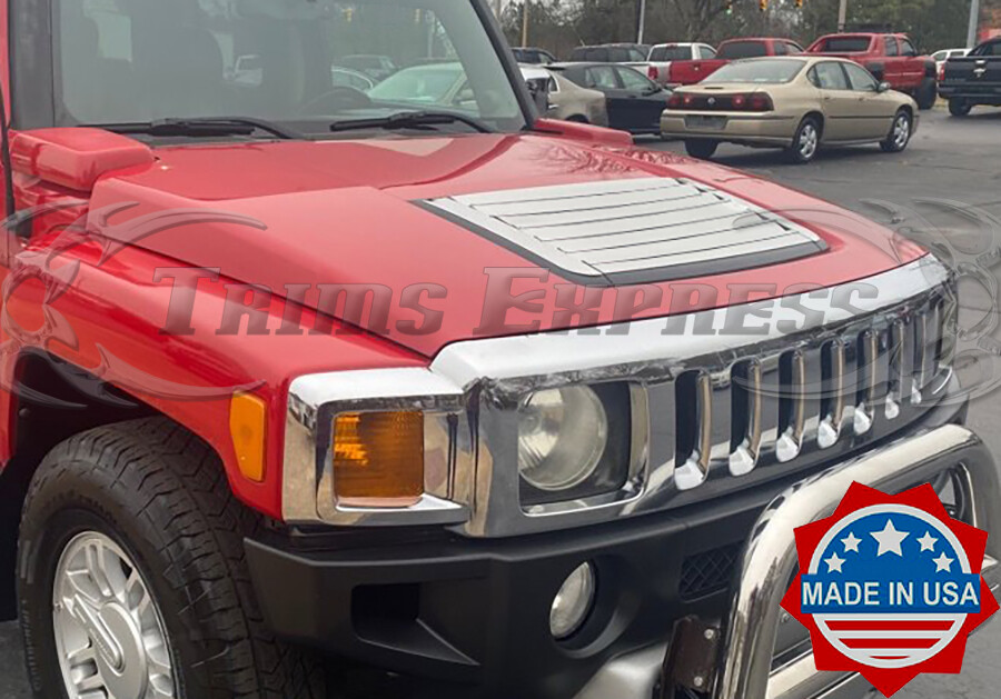 fit:2006-2010 Hummer H3 Hood Scoop Vent Accent Flat 9Pc Stainless Steel ...