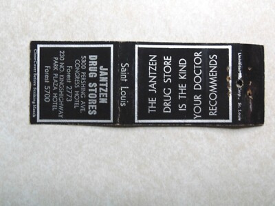 AQ54 Matchbook Cover Jantzen Drug Stores Company Advertisement Saint ...