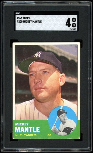 1963 Topps #200 Mickey Mantle SGC 4 CENTERED | eBay