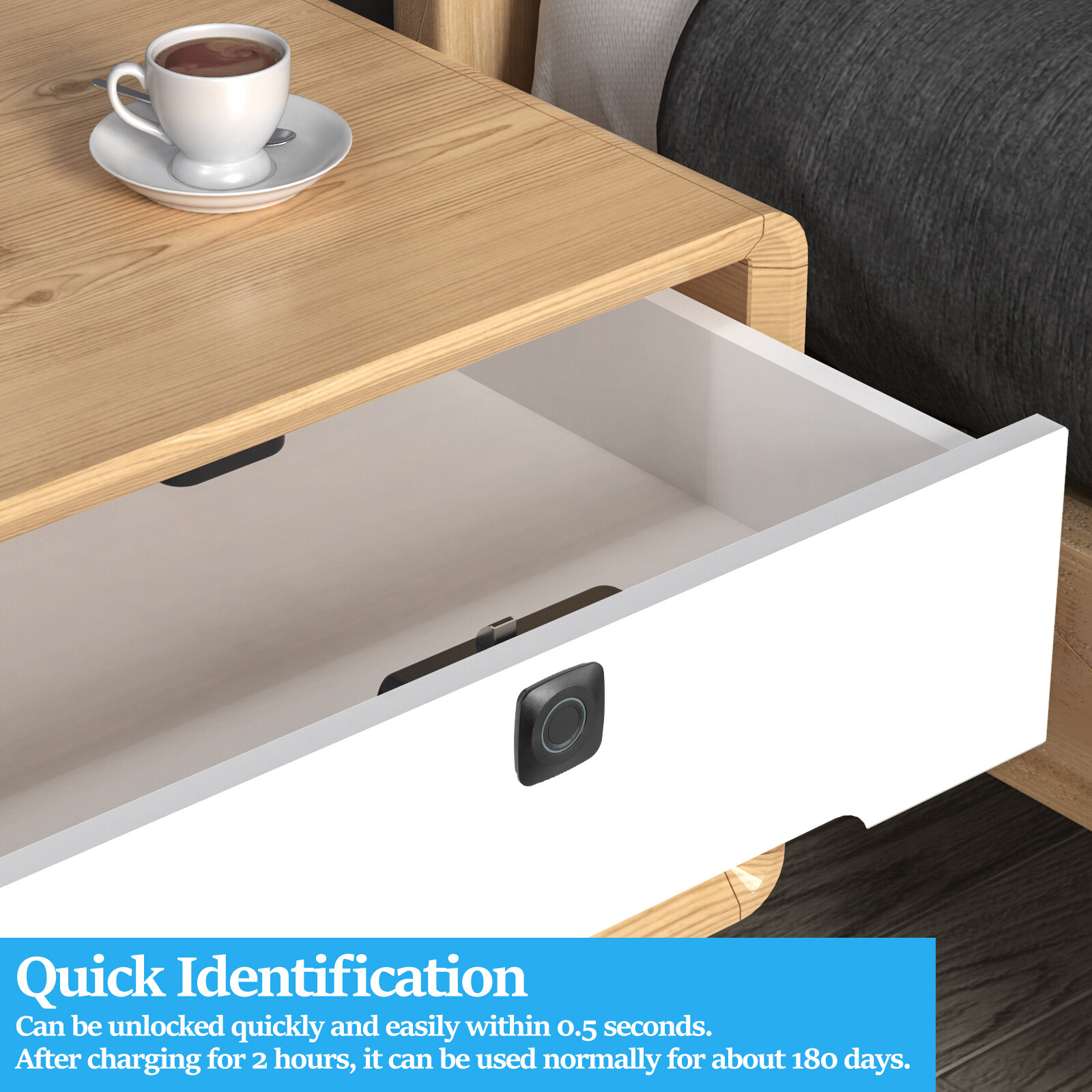 Fingerprint Cabinet Lock Smart Biometric Drawer Lock Keyless Hidden vsj ...