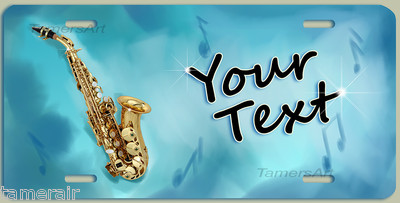 SAXOPHONE ART LICENSE PLATE, PERSONALIZED, MADE IN USA | eBay
