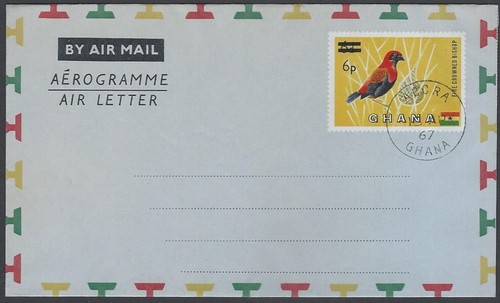 AOP Ghana 1967 6p on 6d Bird aerogramme / air letter | eBay