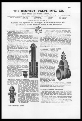 1938 Kennedy Valve Mfg Fire Hydrants Gate Valve Elmira NY Vintage trade ...