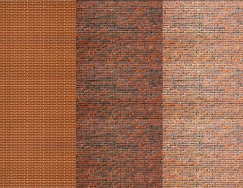 N Scale Brick Building Papers w/ Dk. Red Dk. Calico Lt. Calico 15 8 ...