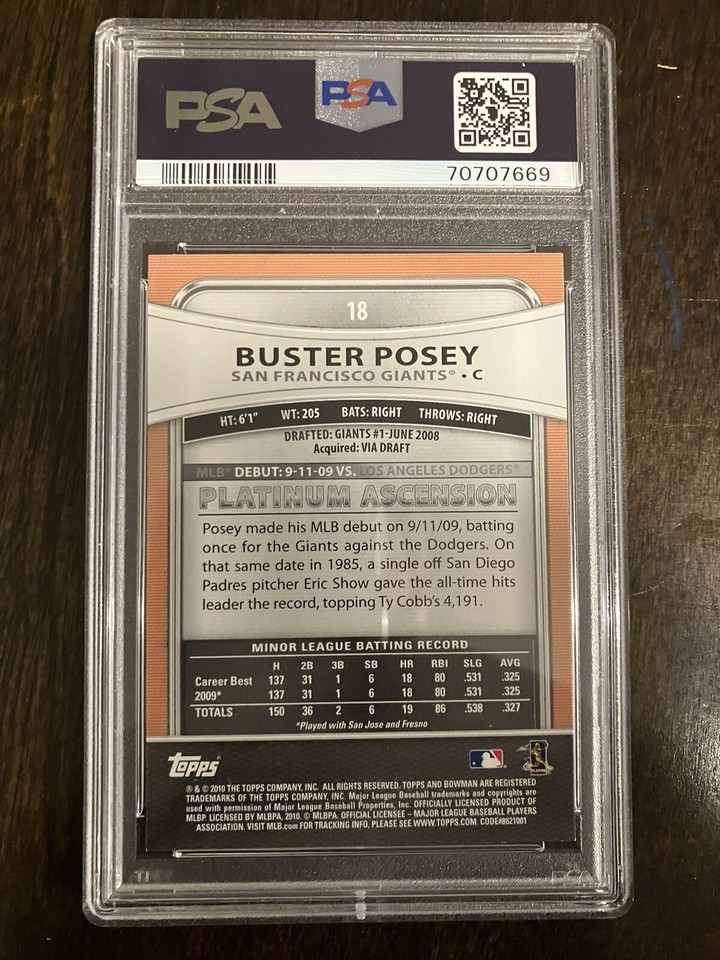 BUSTER POSEY 2010 Bowman Platinum #18 PSA 9 MINT RC | eBay