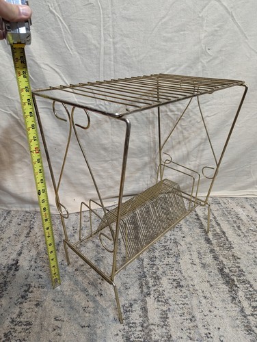 Mid Century Modern MCM Black Wire Rack Record Book Plant Stand Gold ...