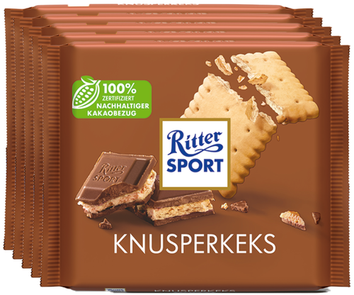 Ritter Sport Knusperkeks - Schokolade Kekse - 5 Tafeln je 100 Gramm ...