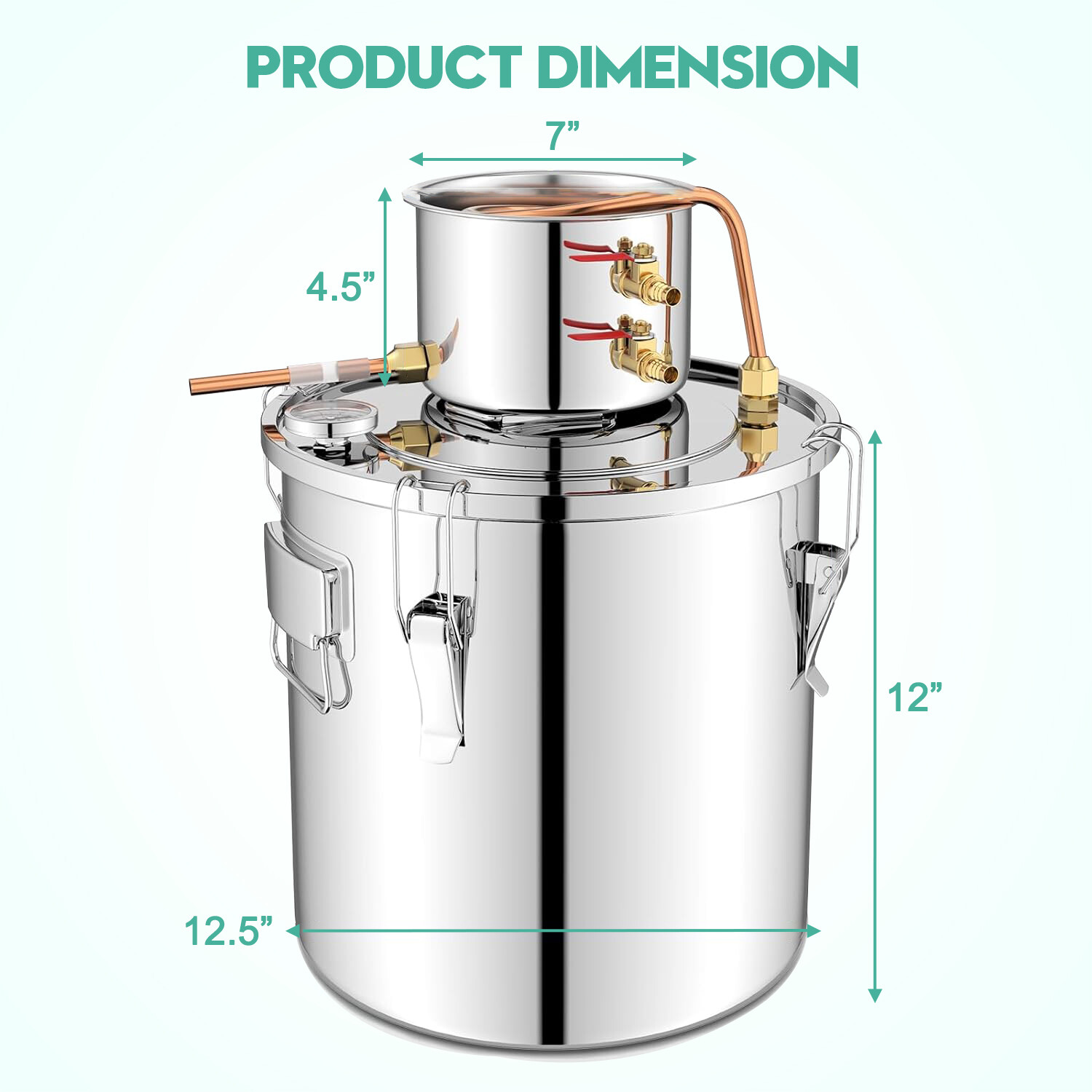 5 Gal 20L Copper Alcohol Moonshine Ethanol Still Spirits Boiler Water ...