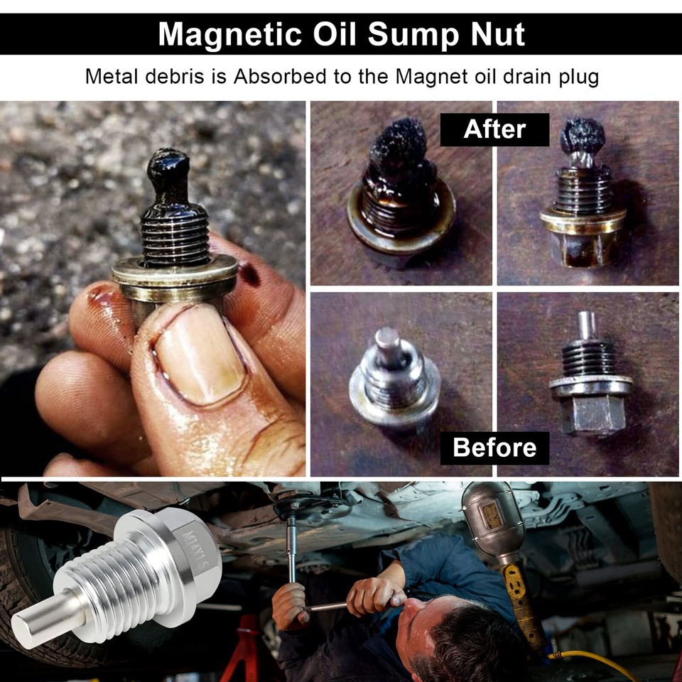 2 x Blue M14x1.5 Engine Magnetic Oil Drain Plug Screw Bolt Oil Drain ...