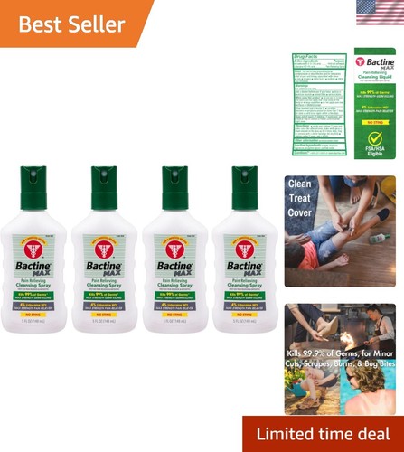 4 Pack MAX First Aid Spray 5oz - Soothe Cuts, Burns, Bug Bites with 4% ...