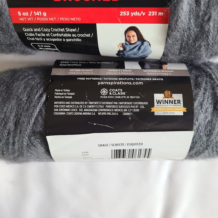 (2) Red Heart Super Saver Brushed Yarn MINK E309 5031 Skeins Gray ...