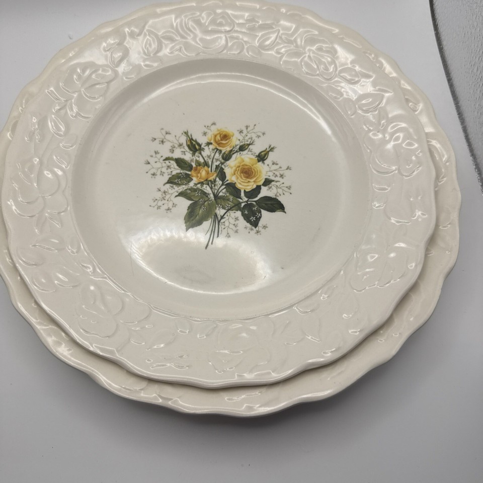 Vintage Set Sabin China Rose Floral Yellow Dinner Coffee Cup Soup Bowl ...