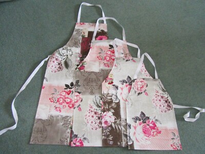 PRETTY PINK & BROWN FLORAL PVC APRONS IN 4 SIZES ALL HANDMADE TO ORDER ...