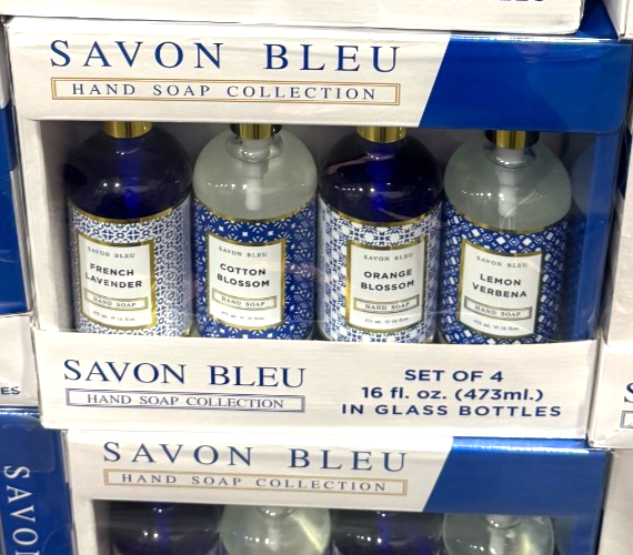 Savon Bleu Aromatic Hand Soap Collection Set Of 4 Glass Bottles Orange ...