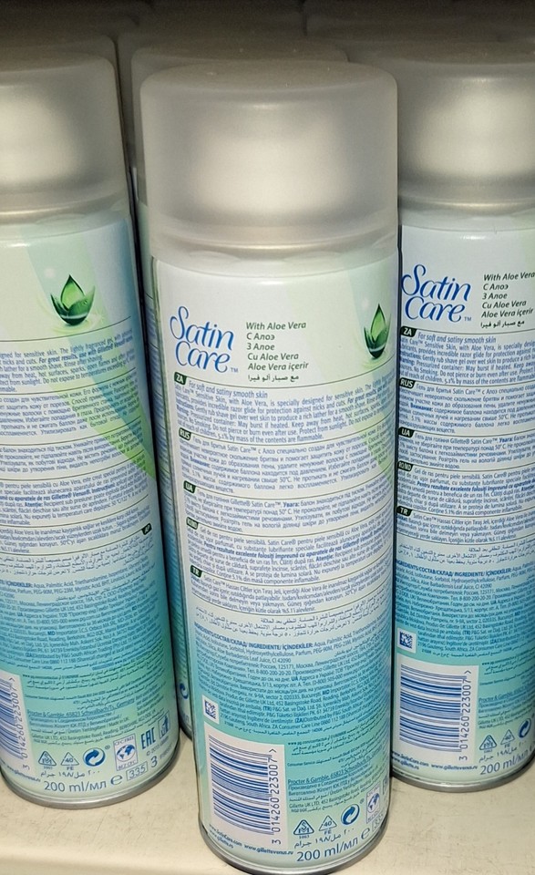 3 X Gillette Satin Care Sensitive Skin Aloe Vera Glide Gel 200ml Fresh ...