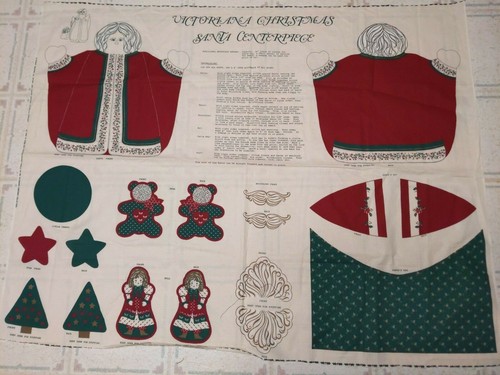 Fabric panel, Christmas Victorian Santa Centerpiece, cut and sew | eBay