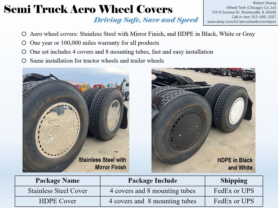 4 Black HDPE Plastic Aero Wheel Covers for 22.5x8.25 Truck Wheels | eBay