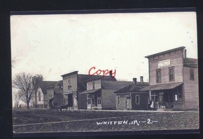 REAL PHOTO WHITTEN IOWA DOWNTOWN MAIN STREET SCENE POSTCARD COPY STORES ...