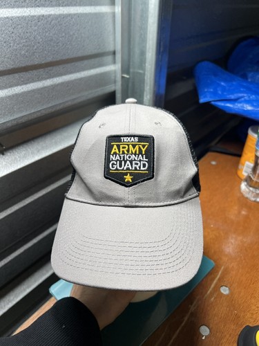 Texas ARMY National Guard Patch Trucker Hat Black Mesh Gray Fabric Adj ...