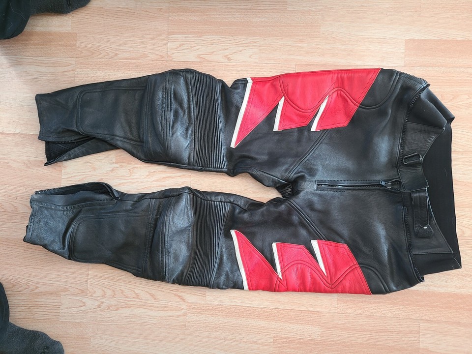 Teknic Red Black White 2pc Racing Motorcycle Full Leather Suit | Size ...