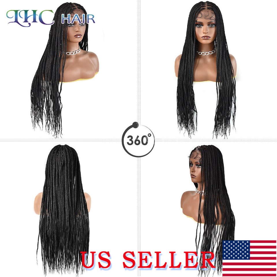 Swiss Lace Front Afro Box Braided Wig For Black Women Synthetic ...