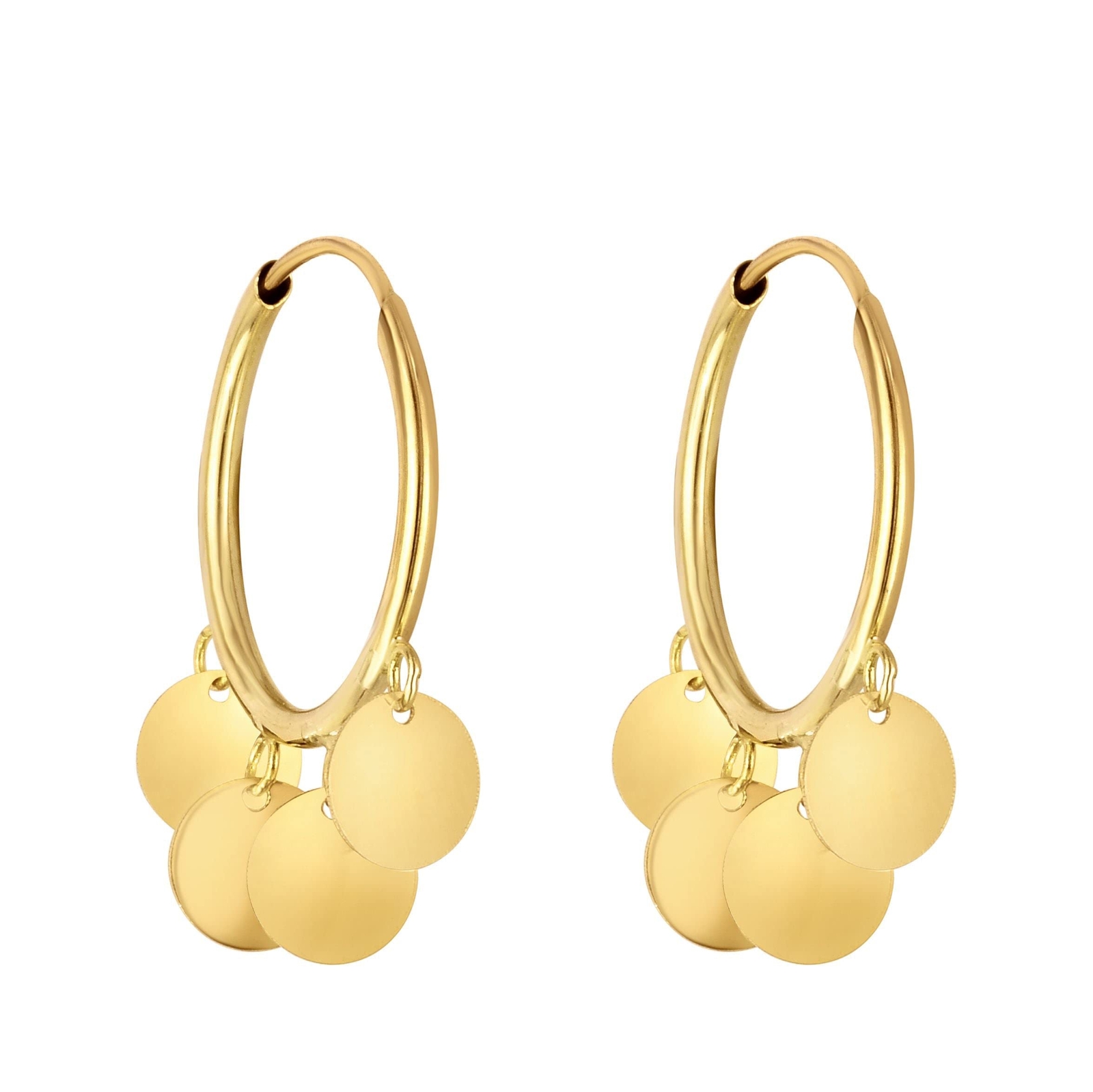 14K Yellow Gold Finish Polished Circle Drop Earrings With Endless Clasp ...