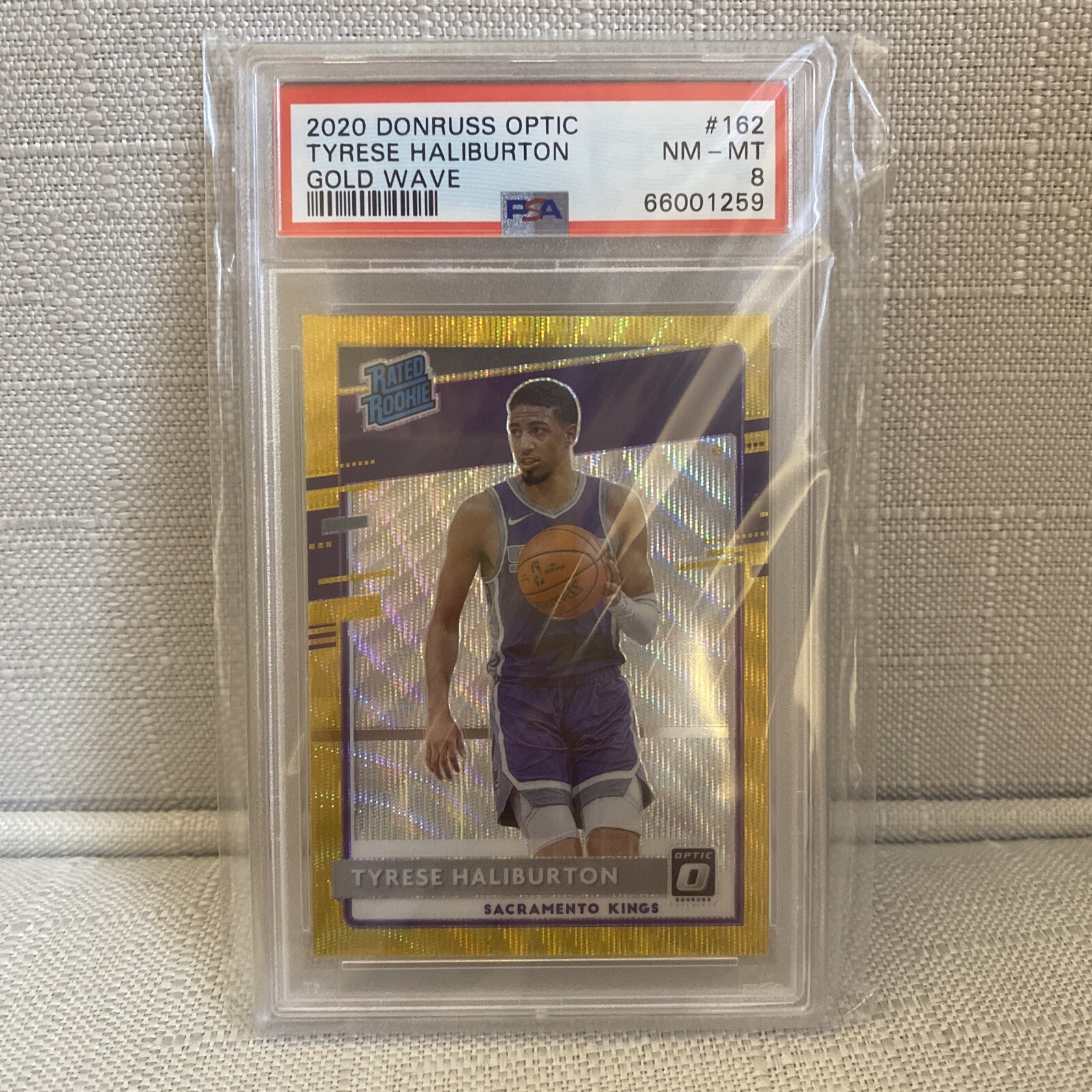 2020-21 Panini Donruss Optic Tyrese Haliburton Gold Wave PSA 8 Rookie ...
