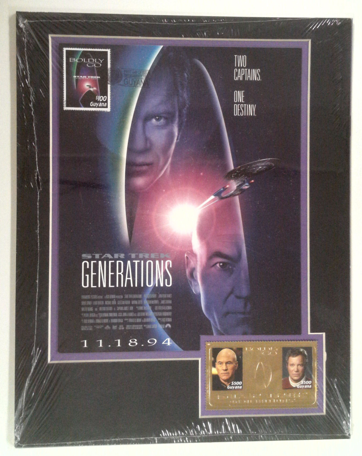 1990s Star Trek Generations Kirk/Picard Guyana Gold Stamp Display ...