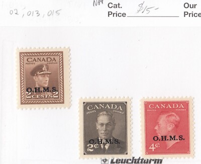 Canada: #O2 O13 O15 2c 4c KGVI 'OHMS' O/P Official LOT (x3) F/VF MNH | eBay