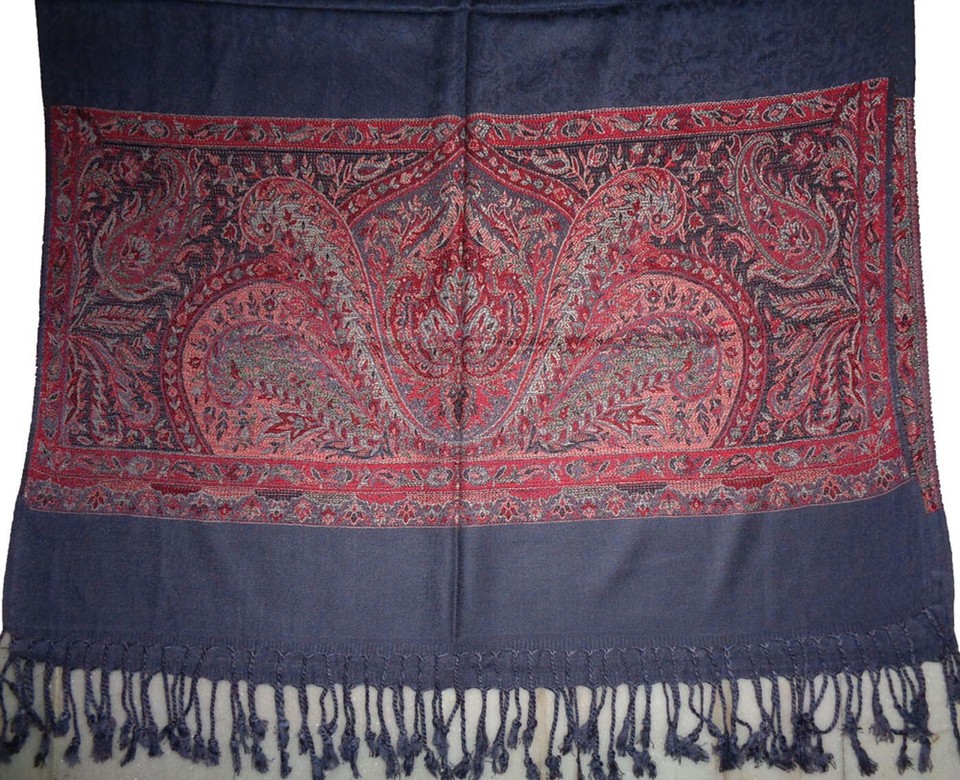 Scarf stole shawl wrap gorgeous Indian paisley floral silk cashmere ...