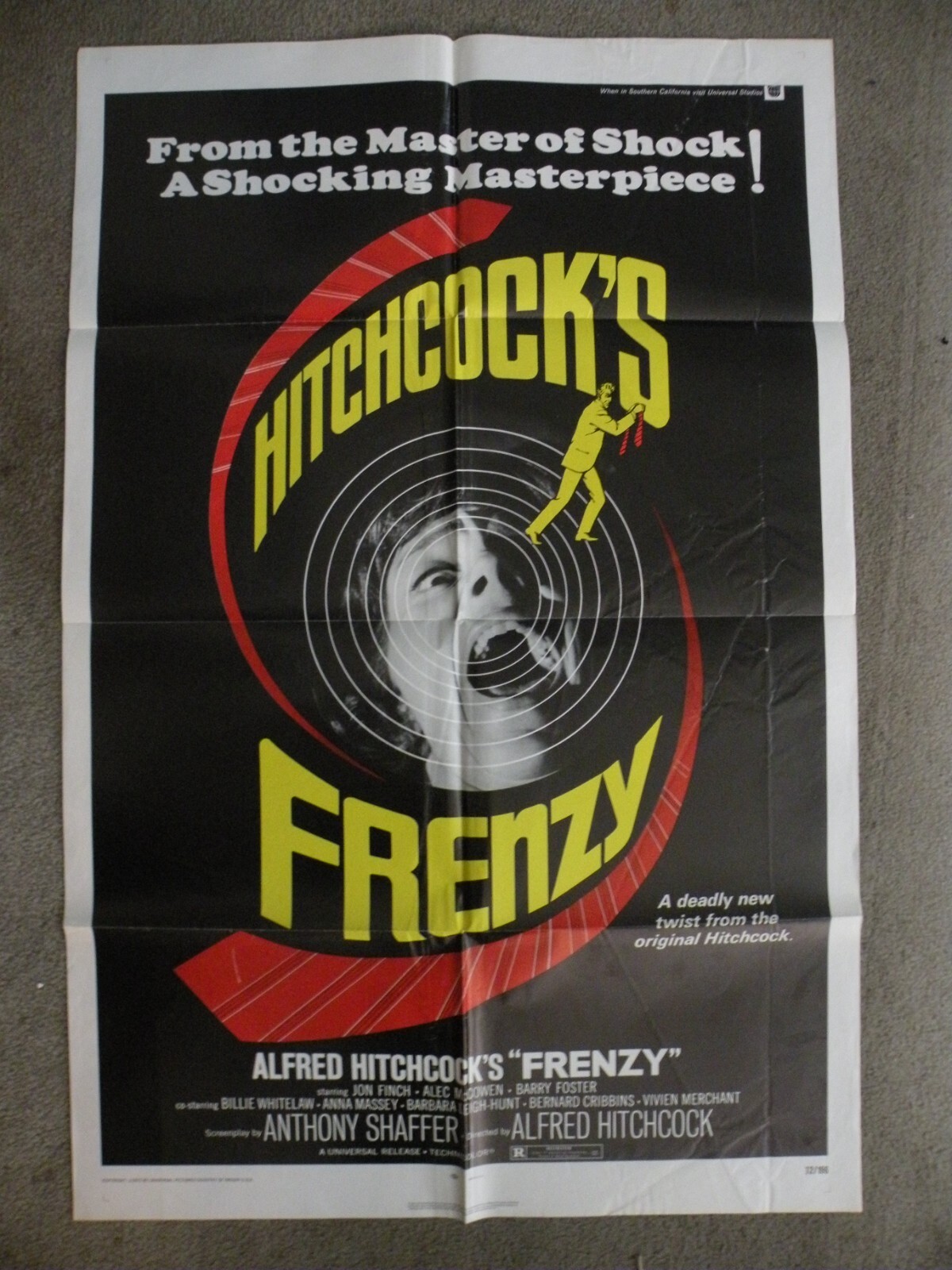 1972 movie poster Alfred Hitchcock's FRENZY Jon Finch-Alec McCowen ...