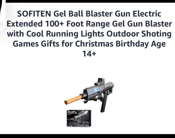 Sofiten Phaser GB Gel Ball Blaster Gun Electric Extended 100+ Range ...