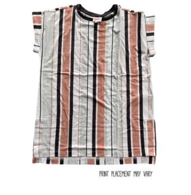 Lularoe Leah Large Striped Tunic Top Rolled Sleeves NWT Grey Pale Pink ...