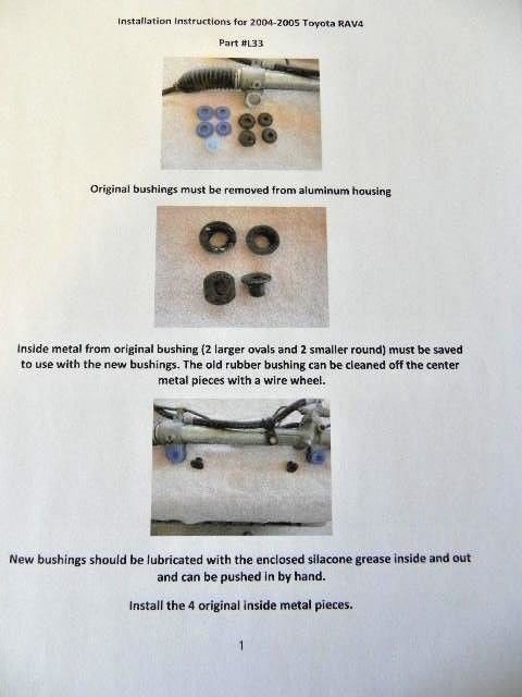2004-2005 Toyota RAV4 Steering Rack Bushing Set Polyurethane Fits | USA ...