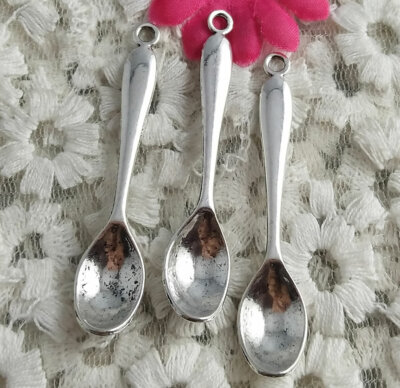 Free Ship 30 pcs Antique silver Spoon charms pendant 55X11mm H-3254 | eBay