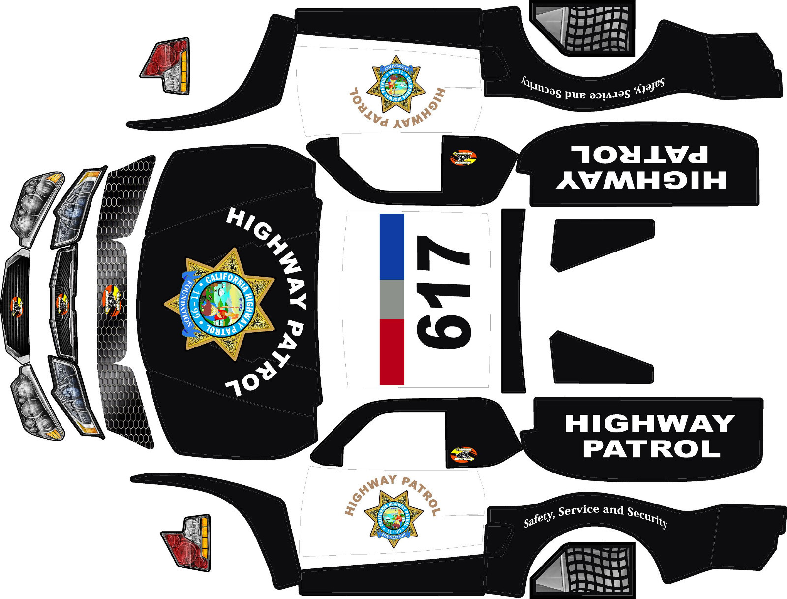 Losi 5ive T wrap decals stickers CHP team hpi baja 5t sc BIG FLEX HPI ...