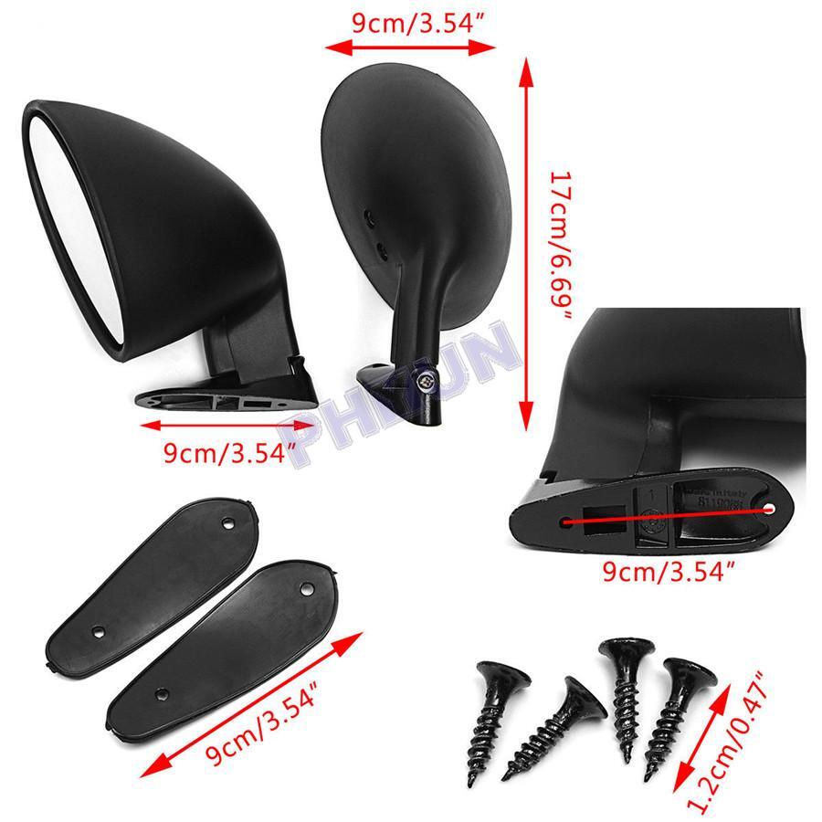 1 Pair Matte Black California Classic Style Car Door Wing Rearview Side ...