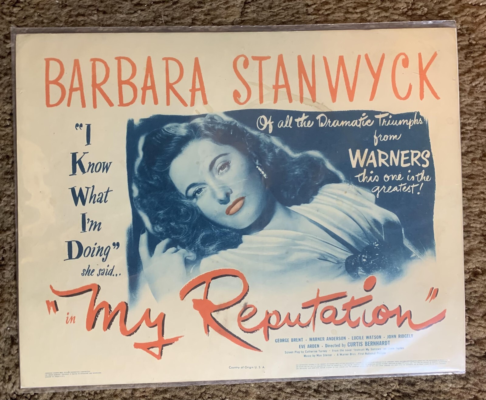 MY REPUTATION 1946 LOBBY CARD #1 BARBARA STANWYCK TITLE CARD | eBay
