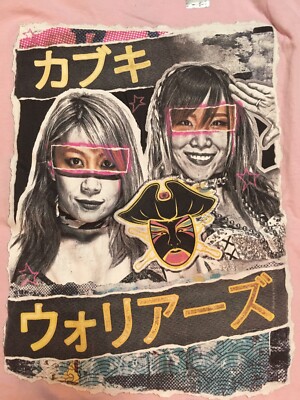 Rare WWE Shirt Mens L Pink Kabuki Warriors Asuka Kari Sane Wrestling ...