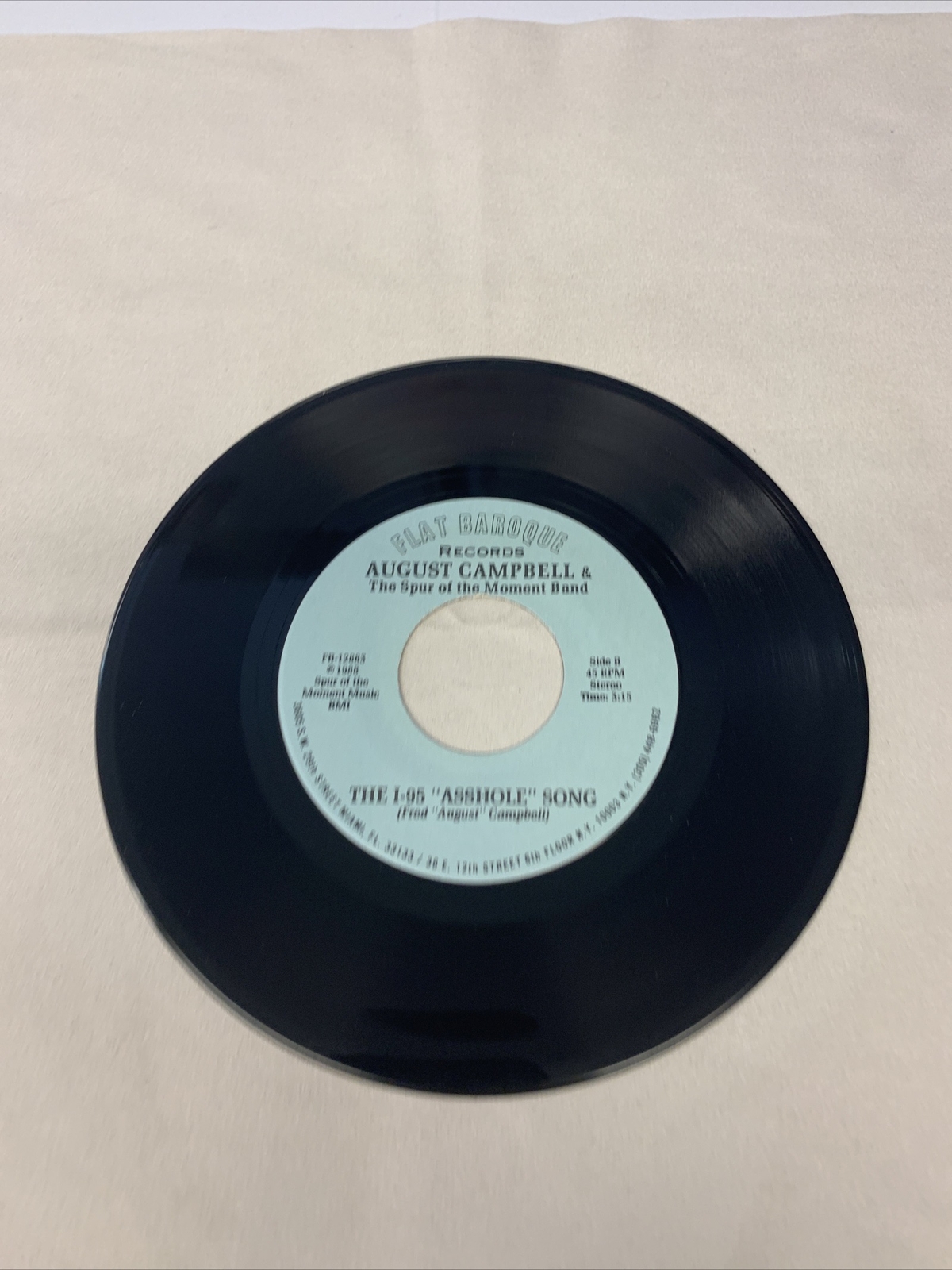 AUGUST CAMPBELL “Lost Horizons/I-95 Asshole Song” 7” 45 RPM 1988 Flat Baroque Re | eBay