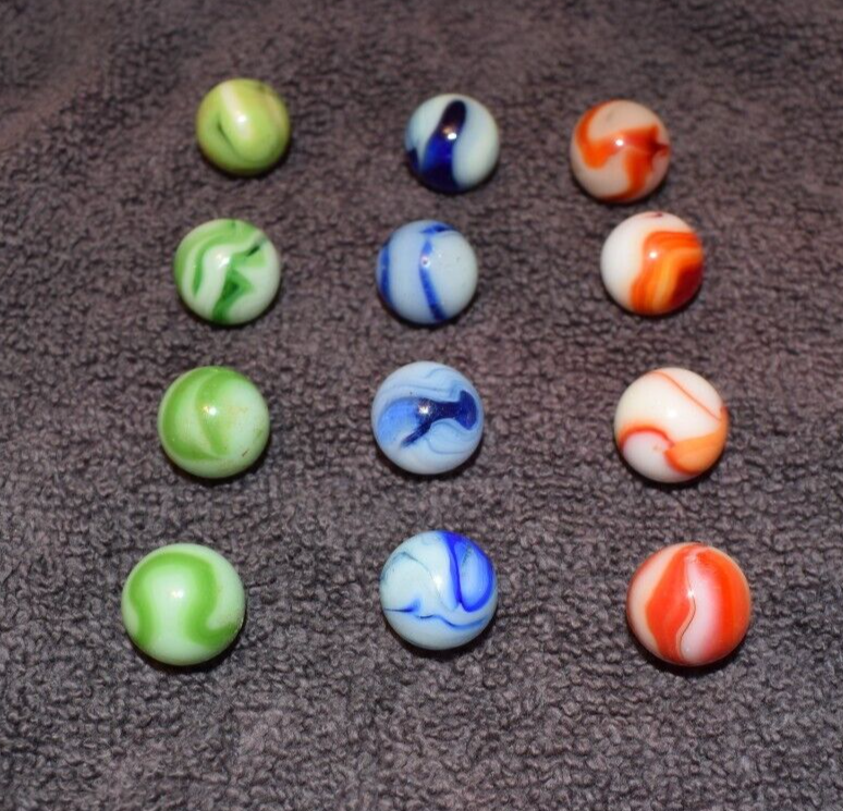 Vintage Mixed American Toy Marbles lot of 12 Marbles Size Approx .625 ...