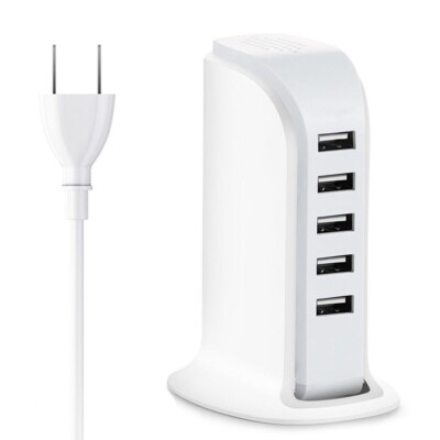 5 Port USB Charger Adapter Fast Charging HUB Travel Desk Top | eBay