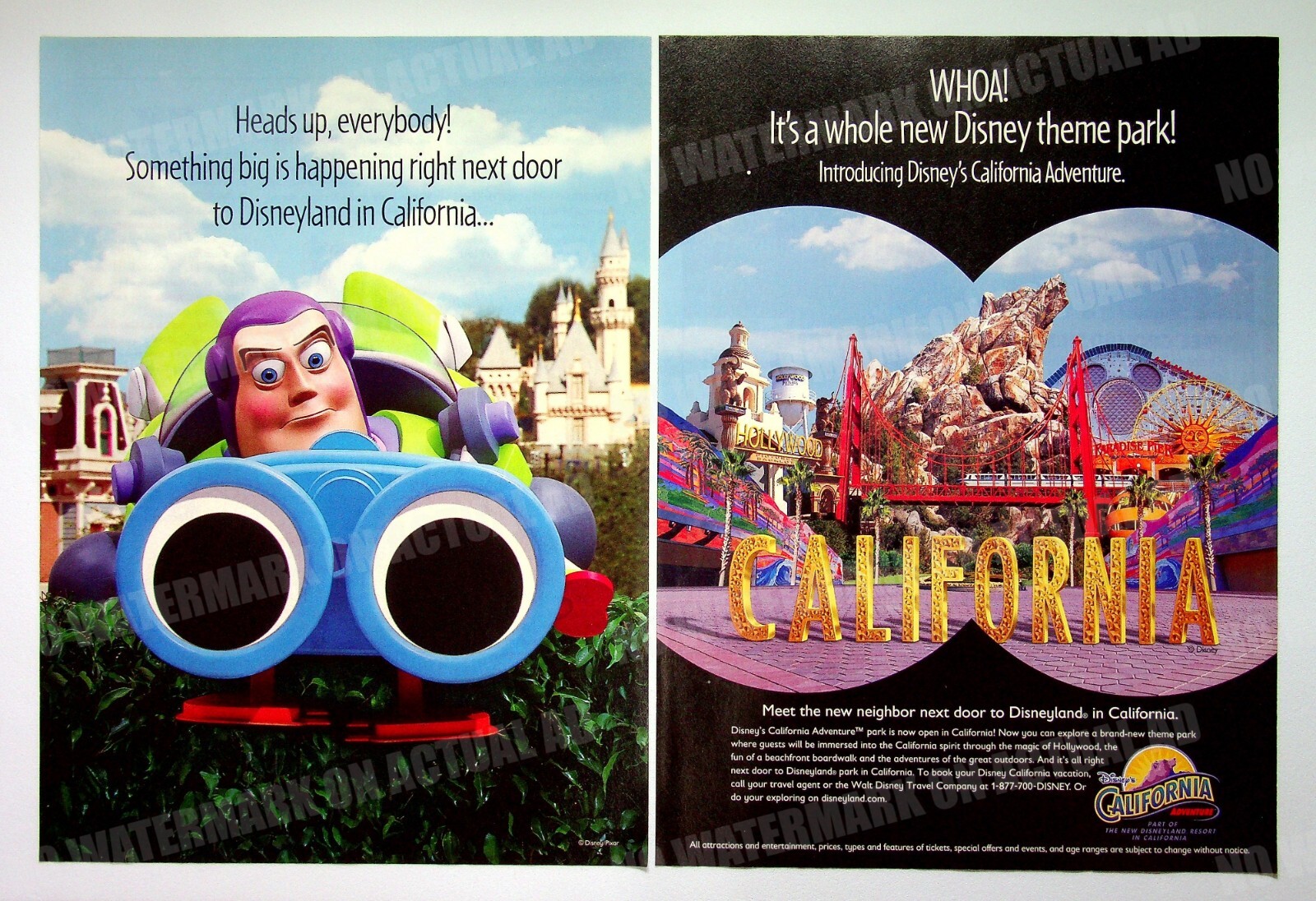 Disneyland California Adventure Theme Park 2001 Print Magazine Ad ...