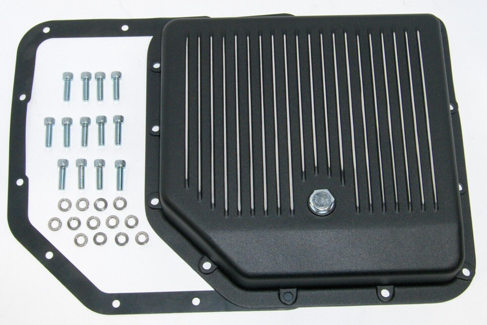 Chevy GM TH350 TH-350 Black Finned Aluminum Turbo 350 Transmission Pan ...