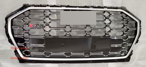 SQ5 Style Black Grille Grill Silver Frame Trim For Audi Q5 2021 2022 | eBay