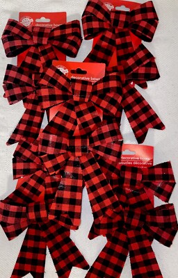 Red & Black Buffalo Check Bows Approx 5x8 Inch (10)NWT | eBay