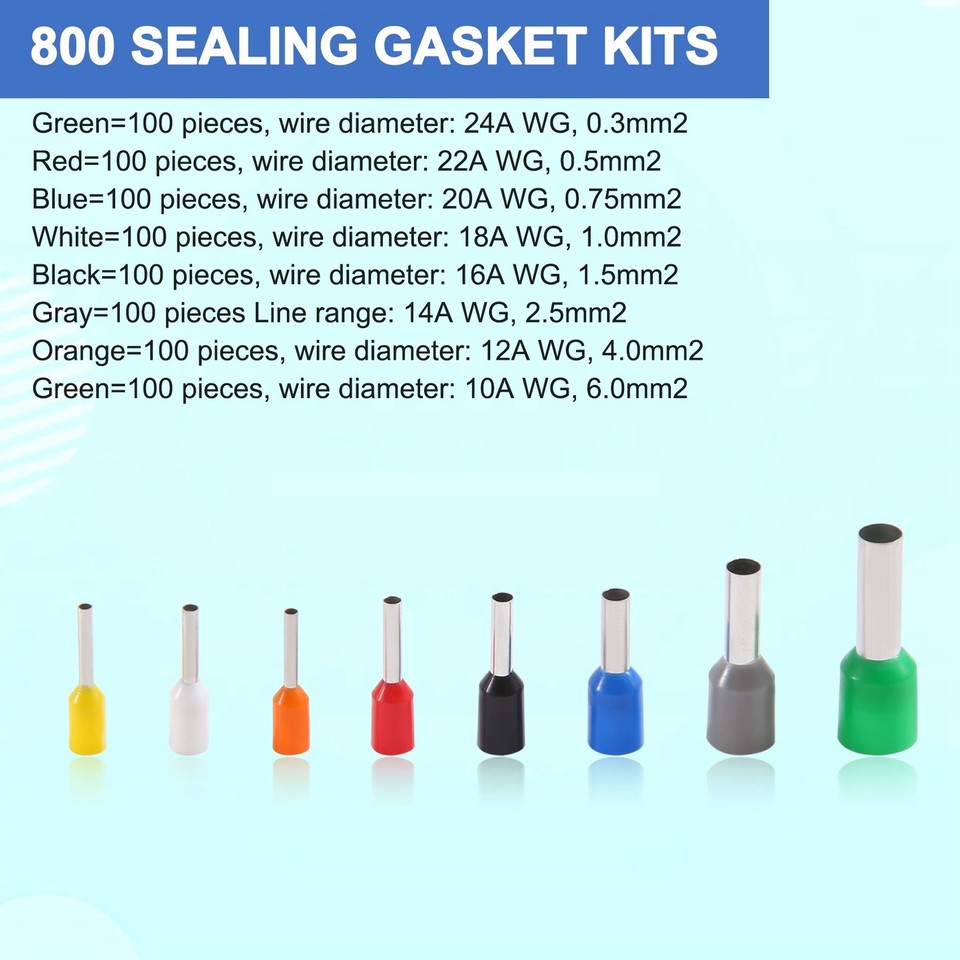 800 PCS Ferrules kit, Wire Ferrules Crimp Connector, Insulated Cord Pin ...