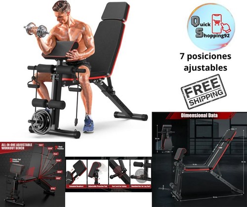 Banco De Pesas Ajustable De 7 Posiciones Con Reposacabezas Extensión De ...