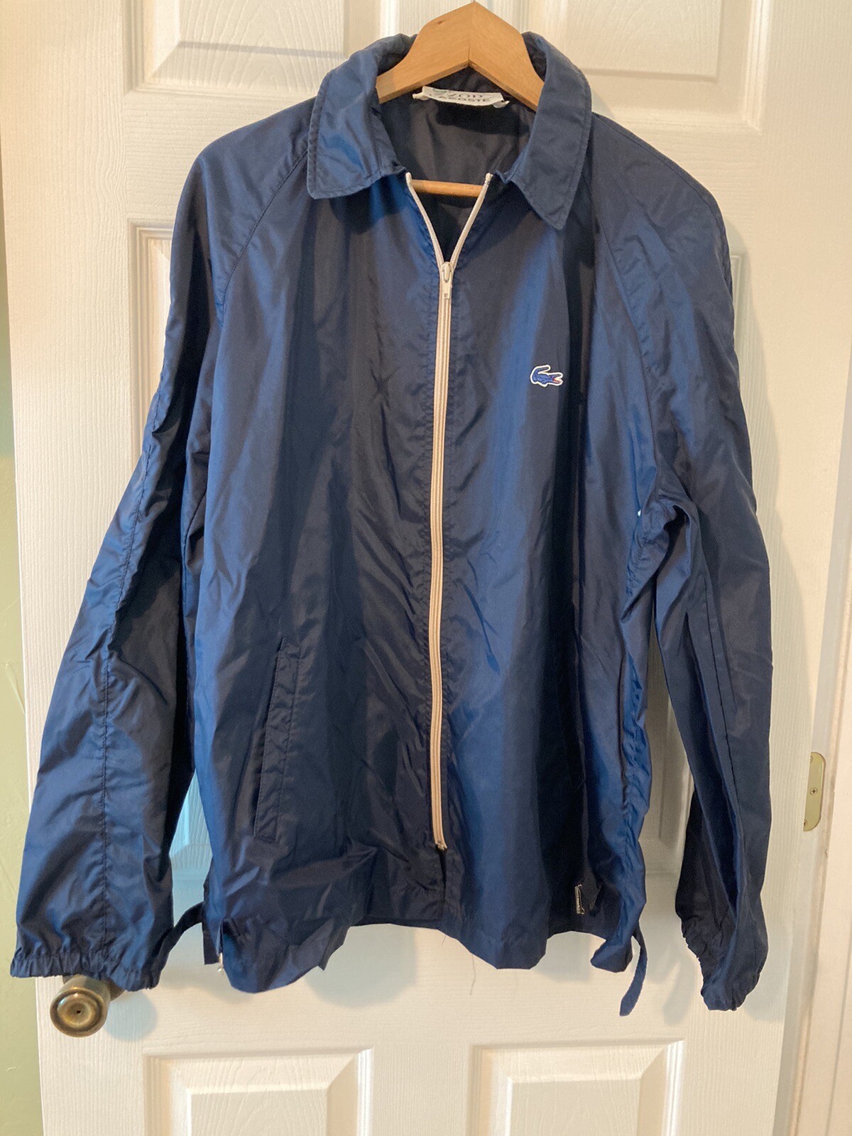 Mens Vtg Izod/Lacoste Dark Blue Nylon Zip Up Jacket With Embroidered ...